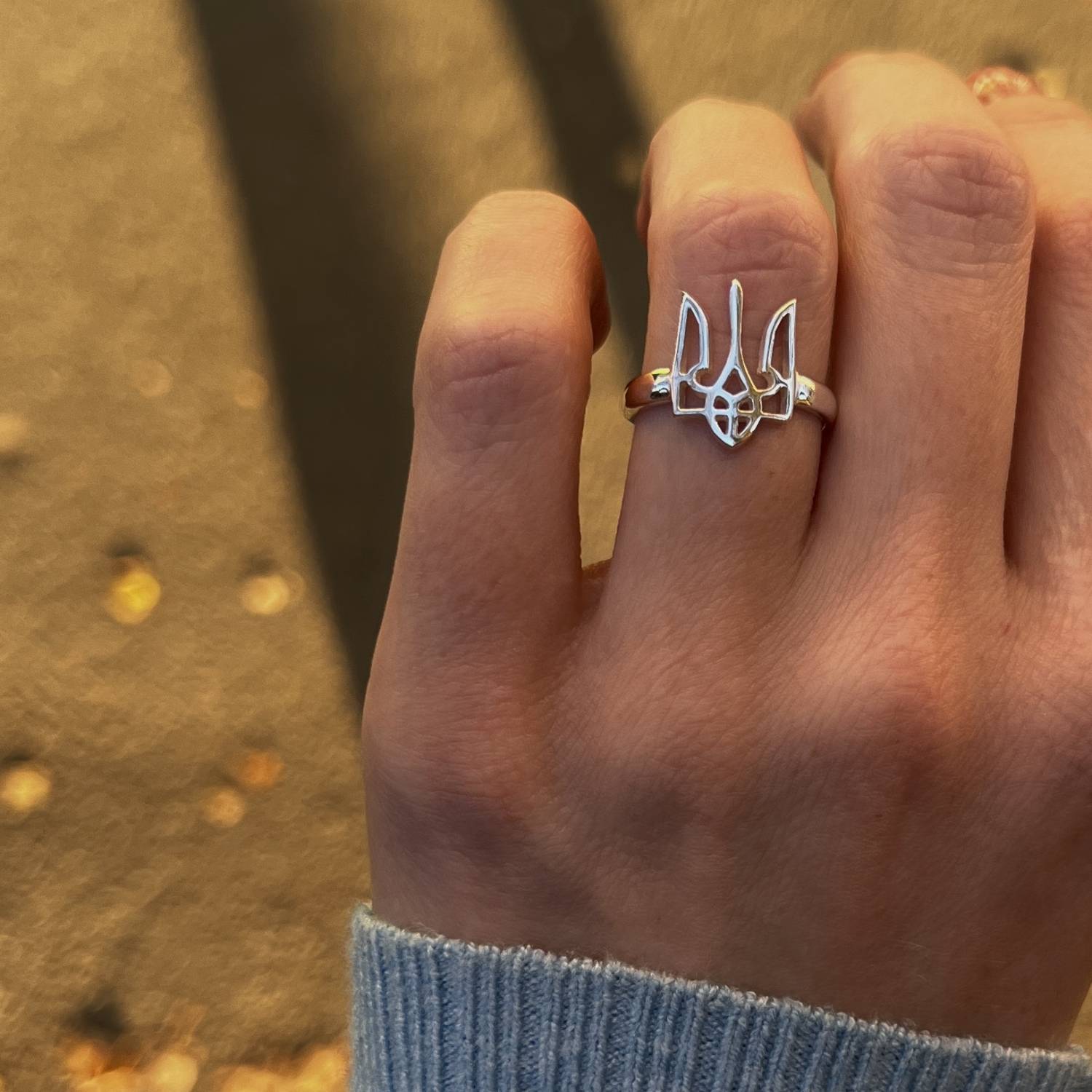 Silver ring Coat of arms of Ukraine - Trident – Oniks-jewellery